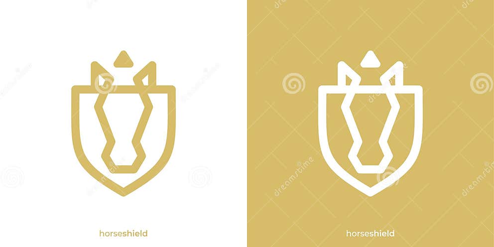 Simple Horse Shield Logo Design. King Queen Horse and Shield Icon Graphic Stock Illustration ...