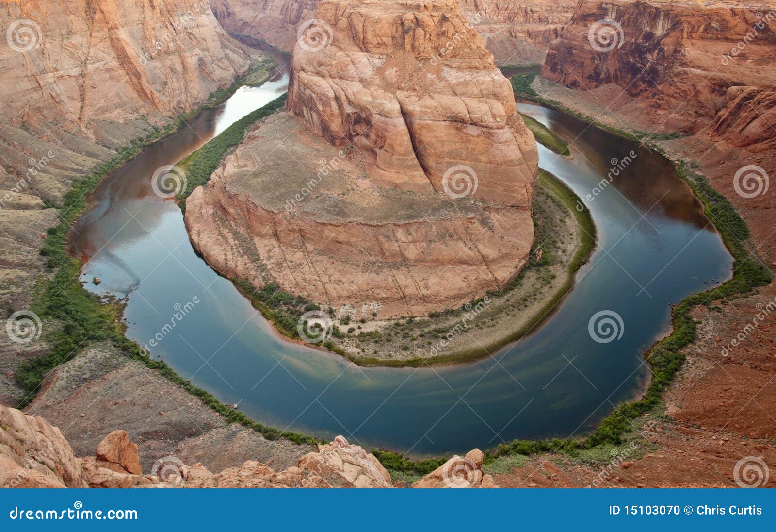 Horseshoe Bend on the Colorado River Stock Photo - Image of blue, bend ...