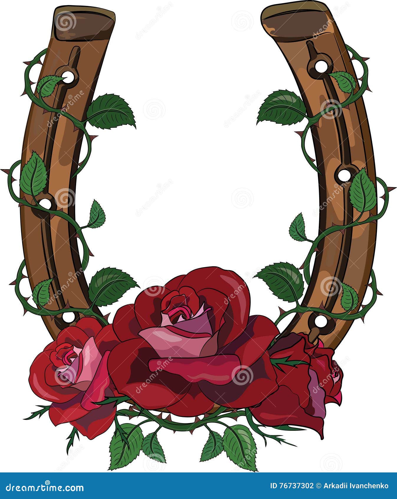 Horseshoe Entwined with Roses Stock Vector - Illustration of flora ...