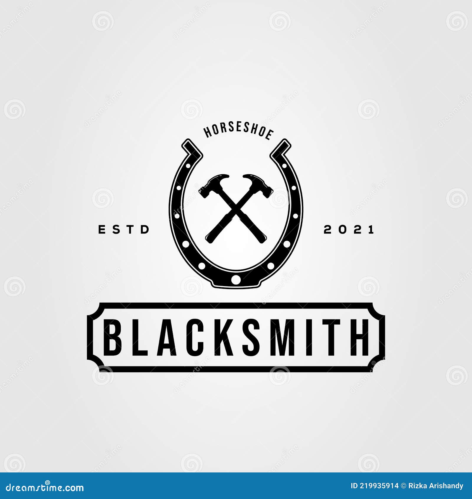 Horseshoe, Hammer and Blacksmith Logo Vector Illustration Design Stock ...
