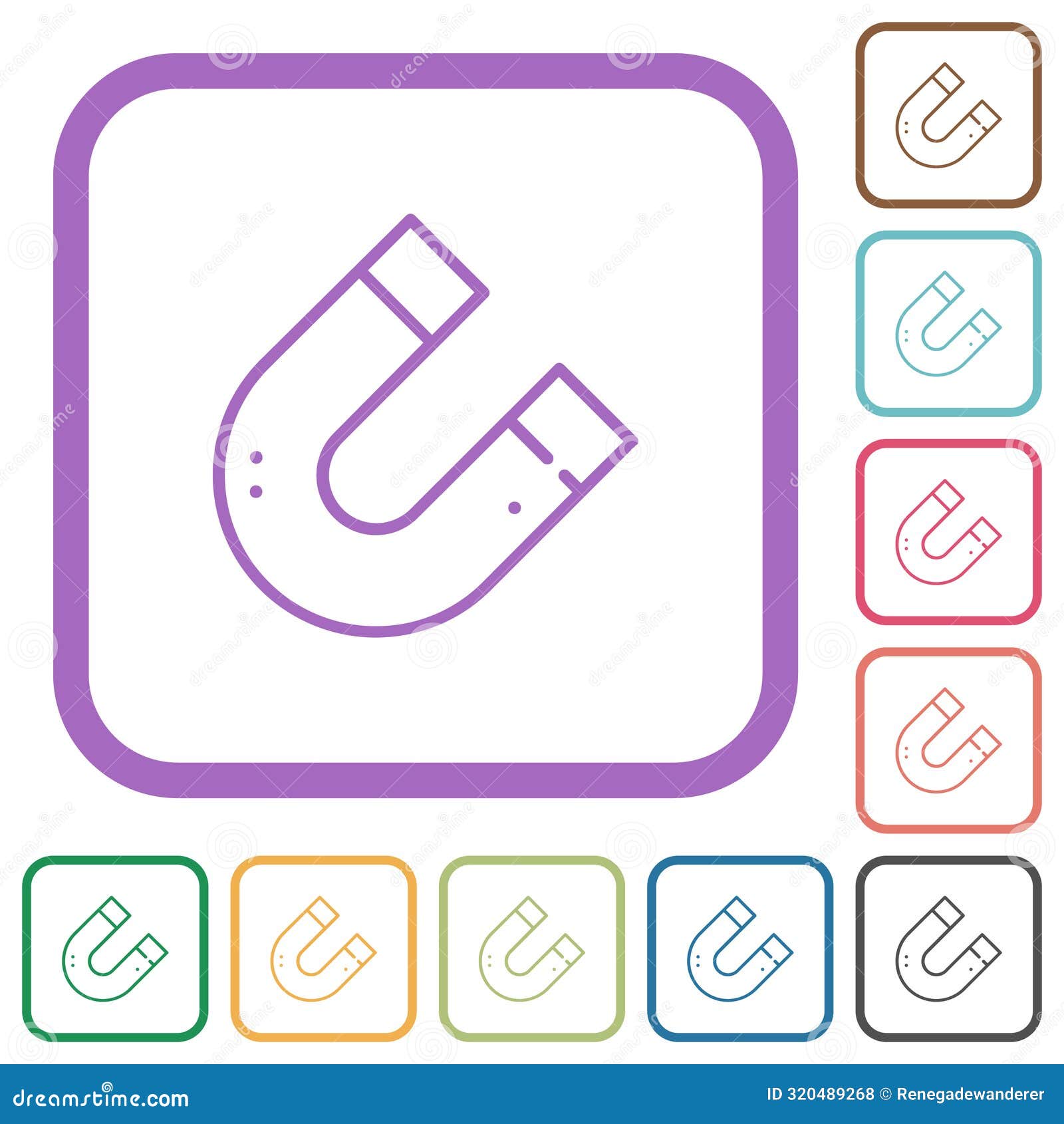 Horseshoe Magnet Outline Simple Icons Stock Vector - Illustration of ...