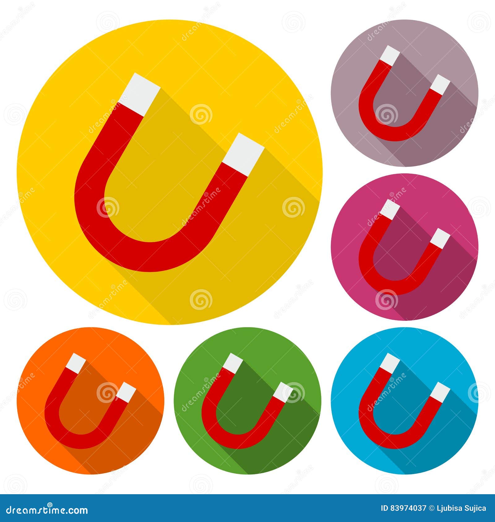 Horseshoe Magnet Set with Long Shadow Stock Illustration - Illustration ...