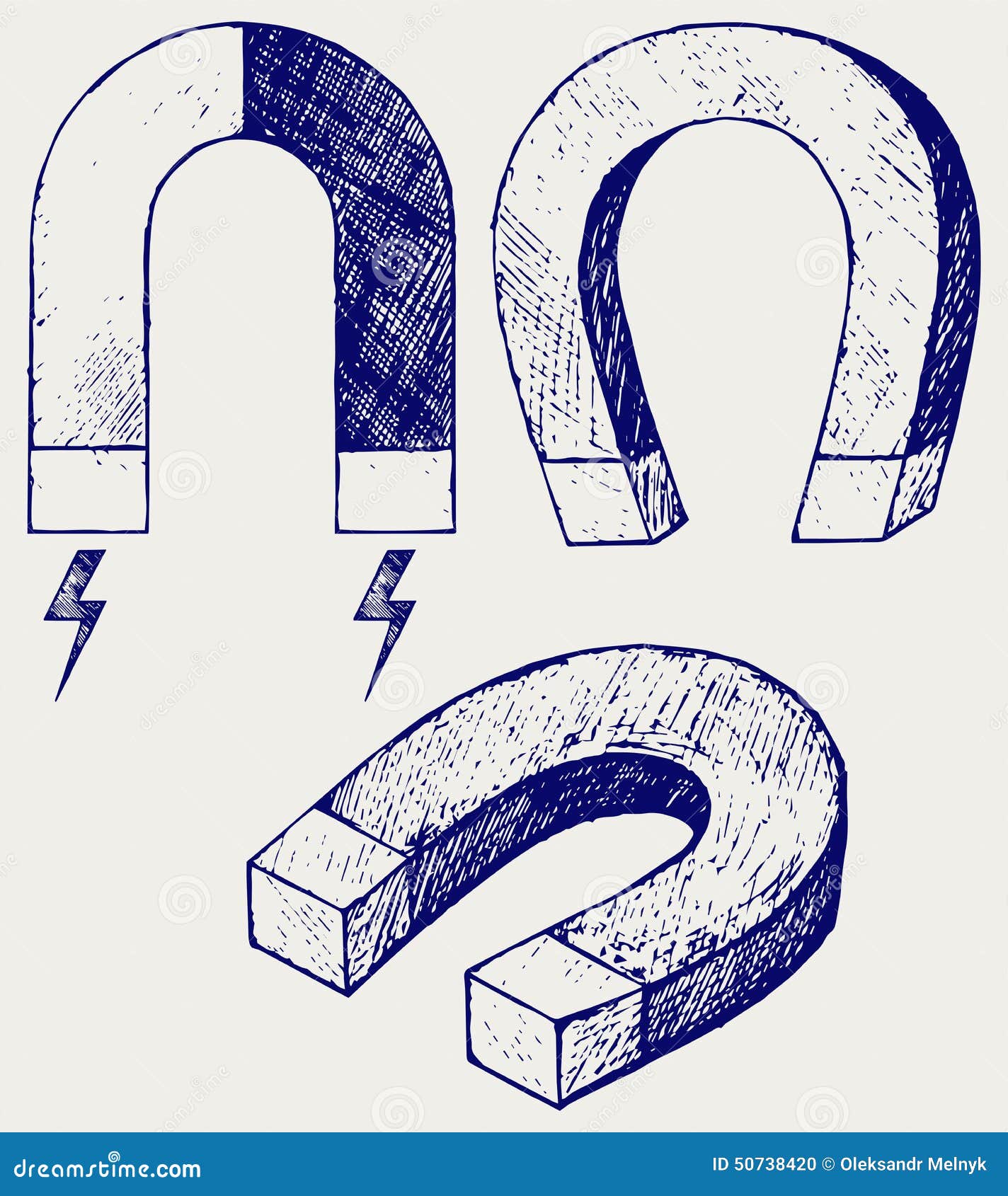 Horseshoe Magnet With Lightning Flash Outline Icon. Symbol Of Magnetic ...