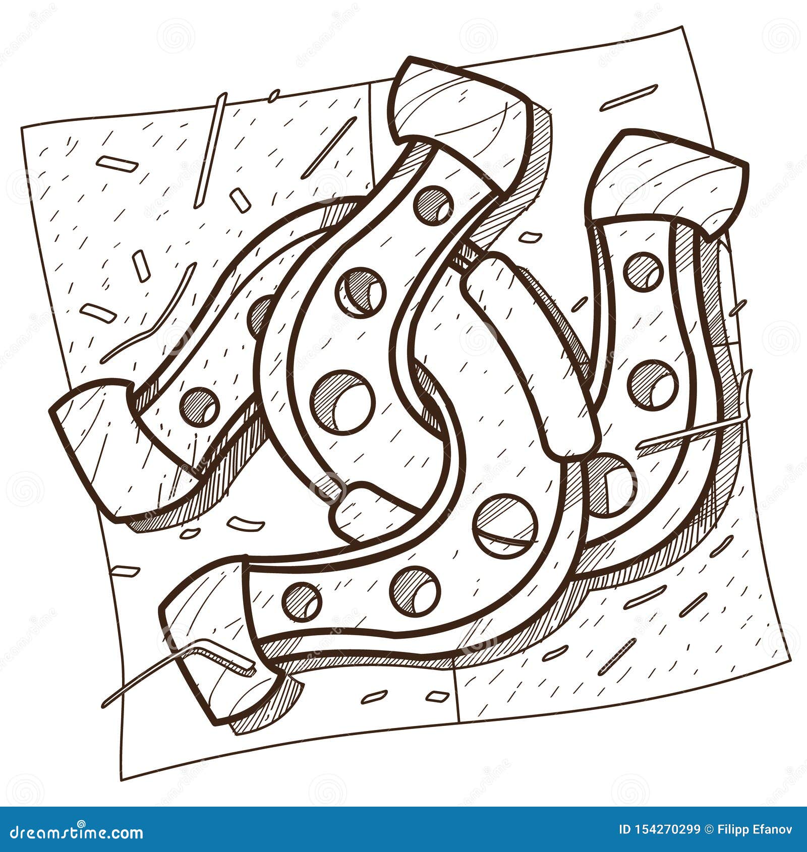Horseshoe Outline Drawing For Coloring Royalty-Free Illustration ...