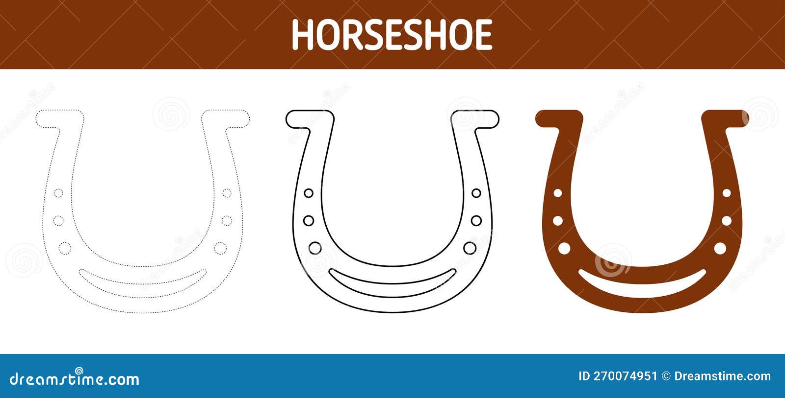 Horseshoe Tracing and Coloring Worksheet for Kids Stock Vector ...