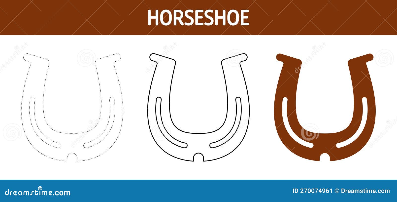 Horseshoe Tracing and Coloring Worksheet for Kids Stock Vector ...