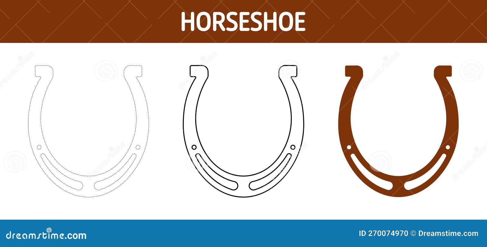 Horseshoe Tracing and Coloring Worksheet for Kids Stock Vector ...
