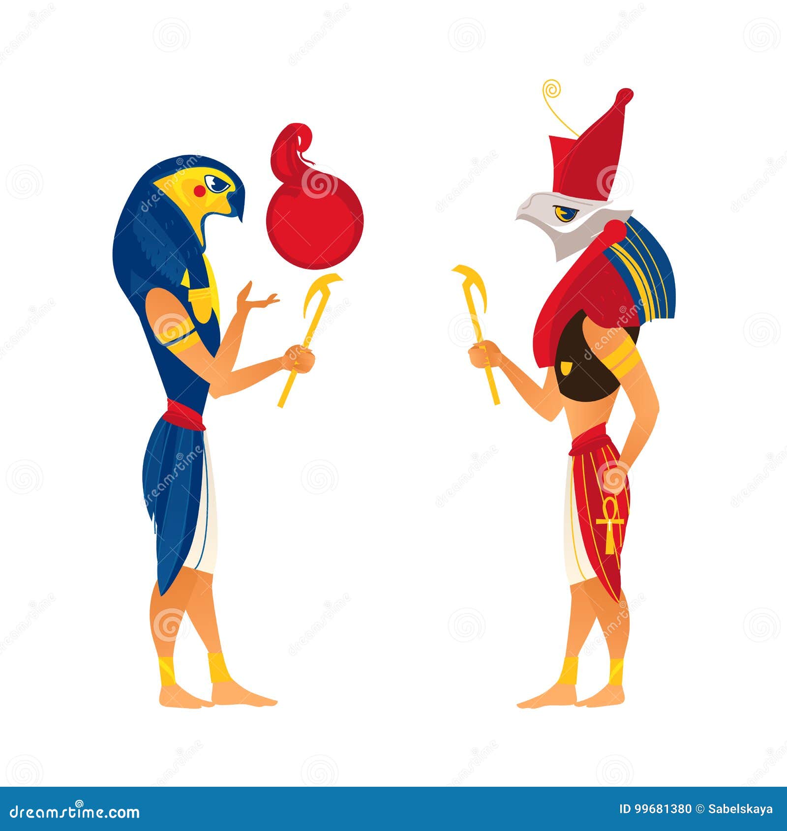 Horus E Ra, Deuses Da Religião De Egito Antigo Ilustração do Vetor ...