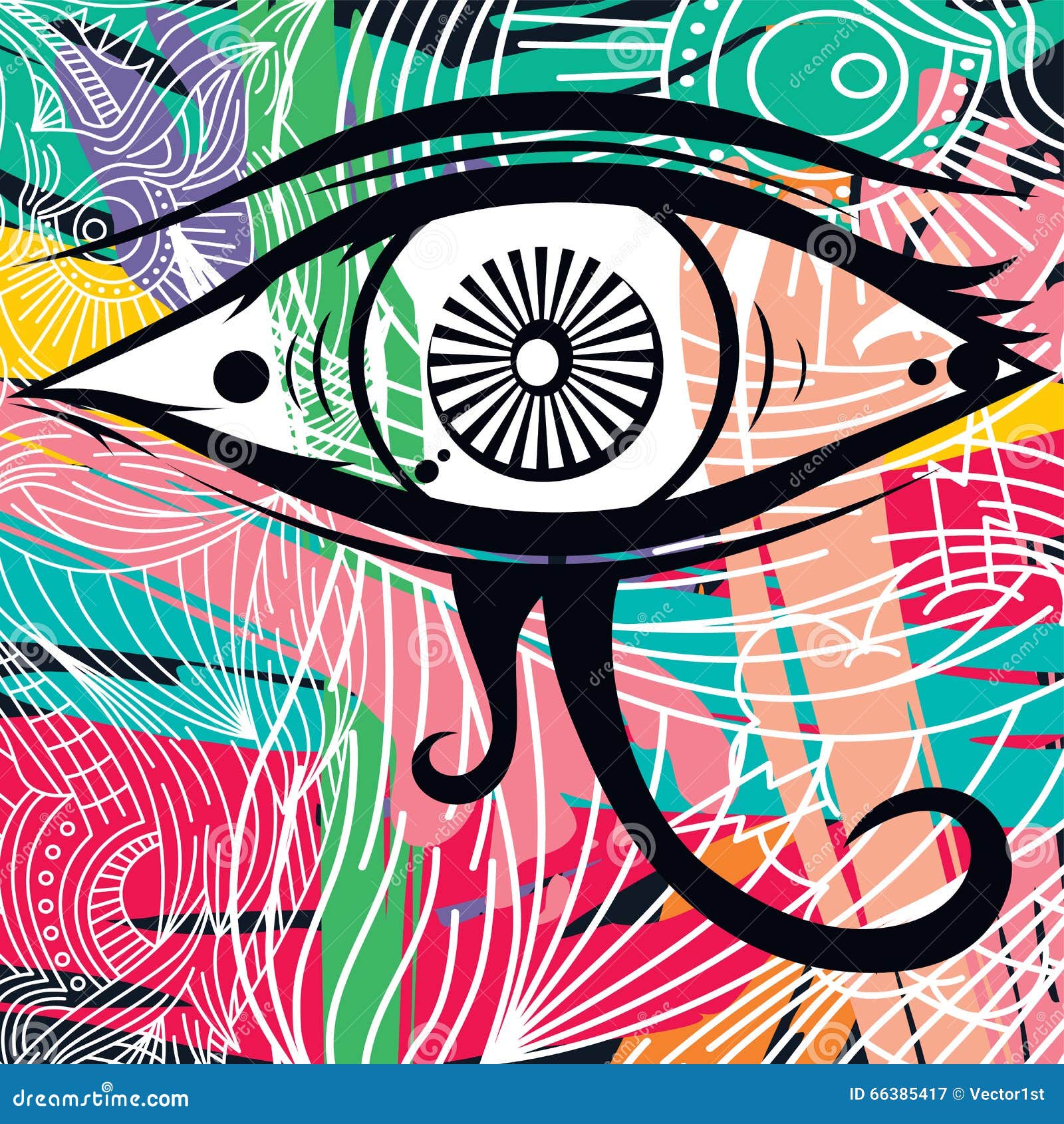 Horus eye abstract art stock vector. Illustration of colorful - 66385417