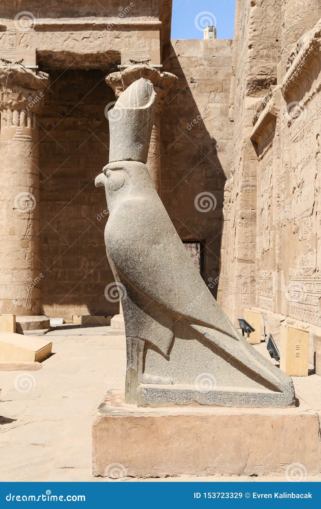 Horus Statue in Edfu Temple, Edfu, Egypt Stock Image - Image of egypt ...