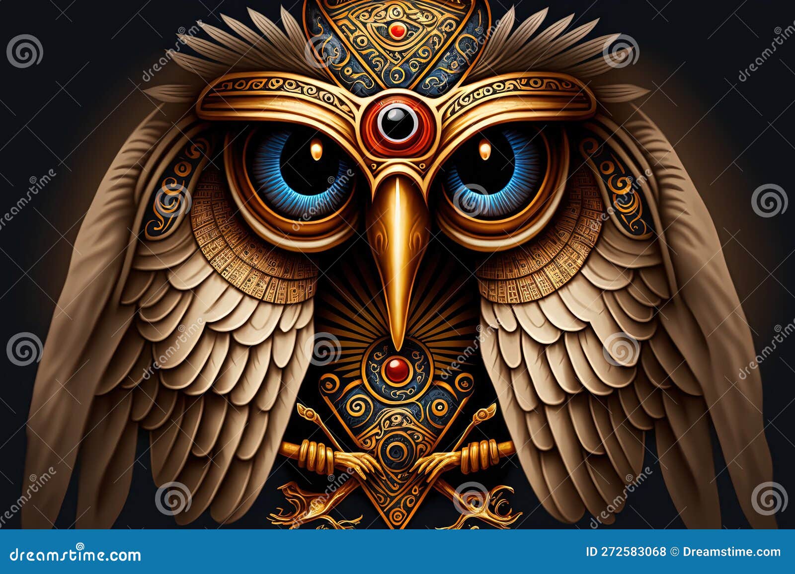 Horuss eye and feathers stock illustration. Illustration of postcard ...