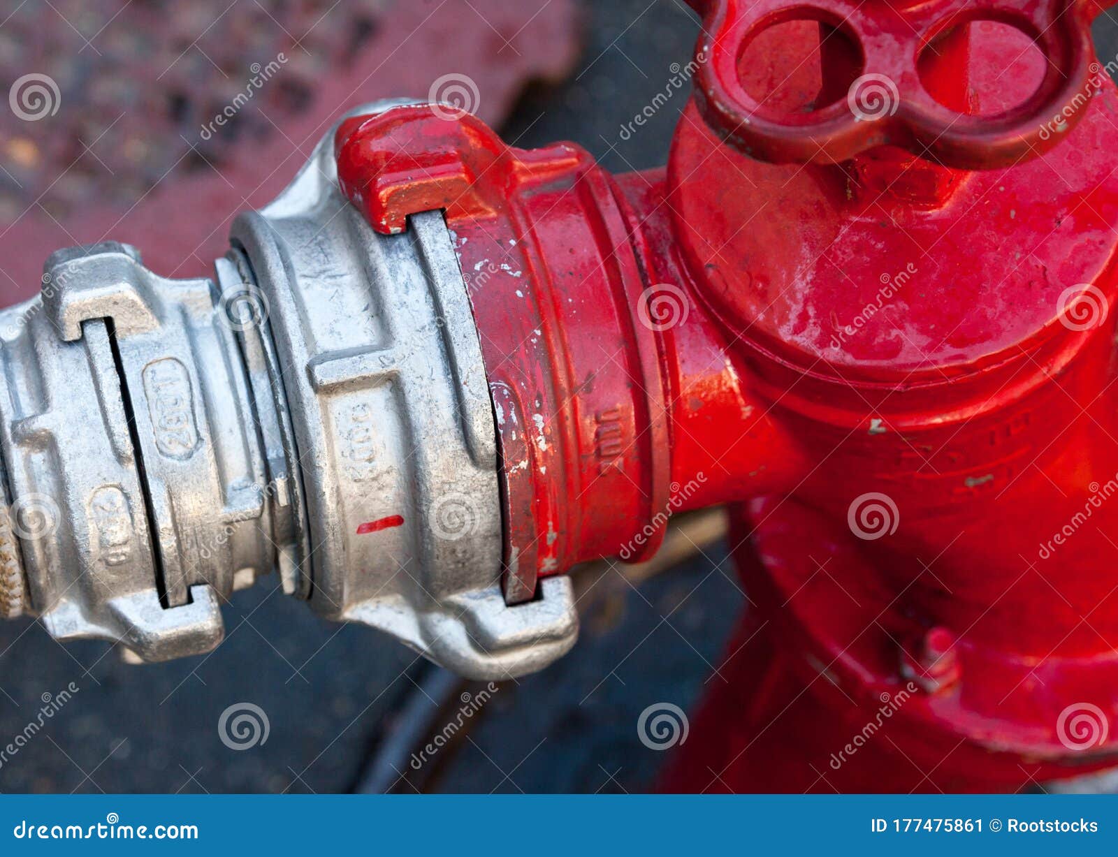 Hose Coupling on the Fire Hydrant Stock Image - Image of firework ...