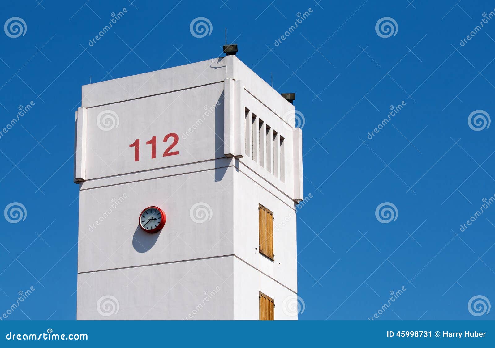 Hose tower stock image. Image of clock, blue, house, department - 45998731