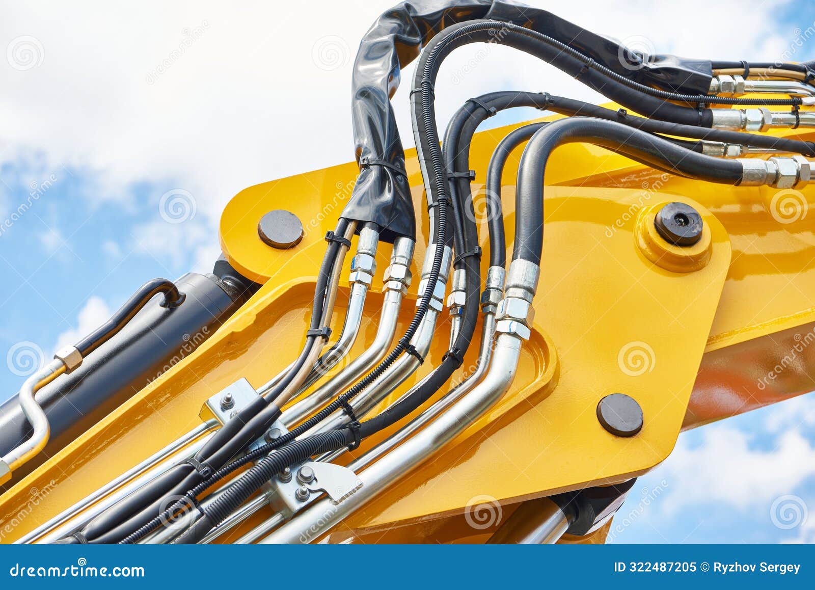 Hoses of hydraulic machine stock image. Image of hose - 322487205