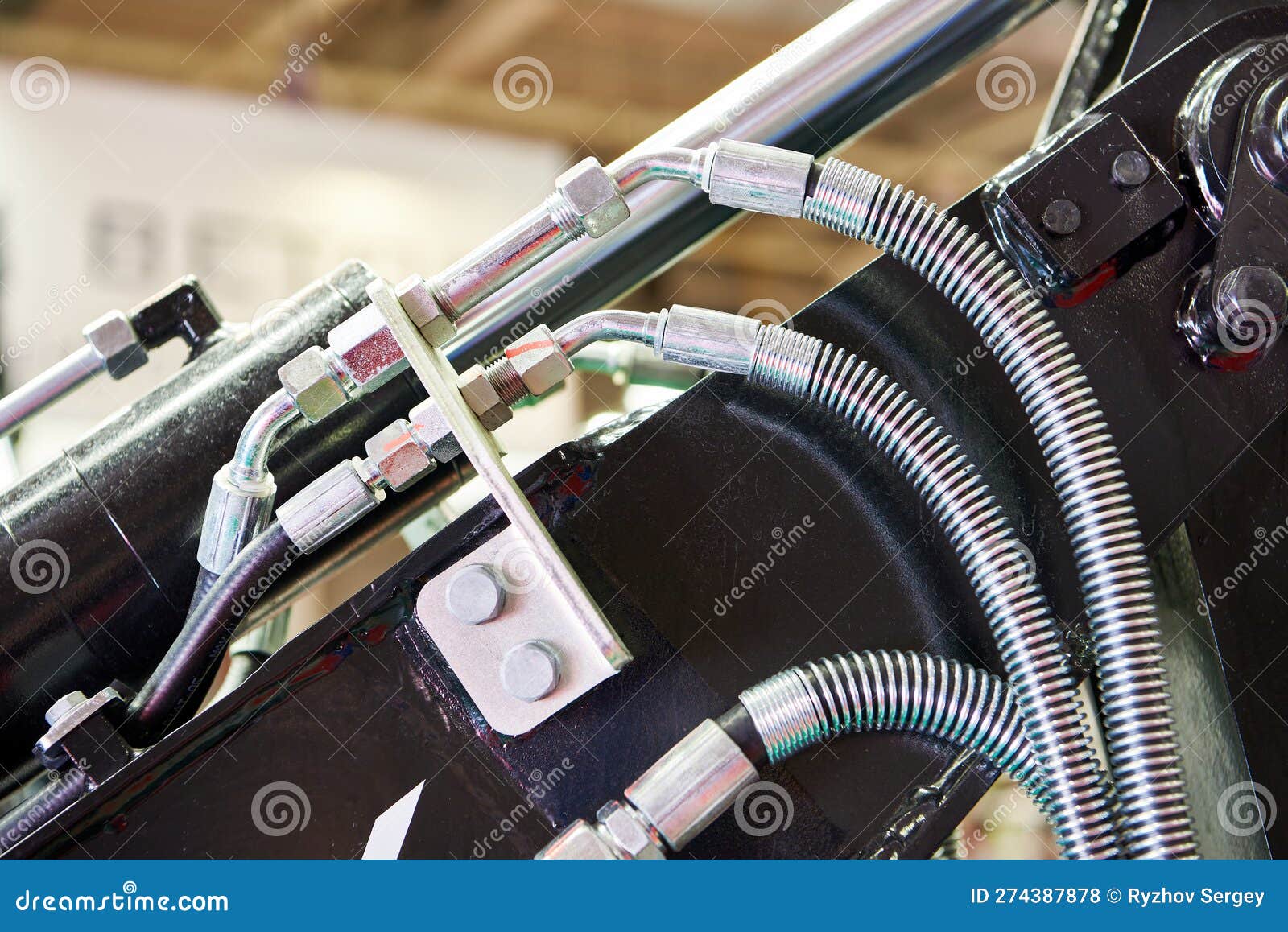 Hoses of hydraulic machine stock photo. Image of hydraulics - 274387878