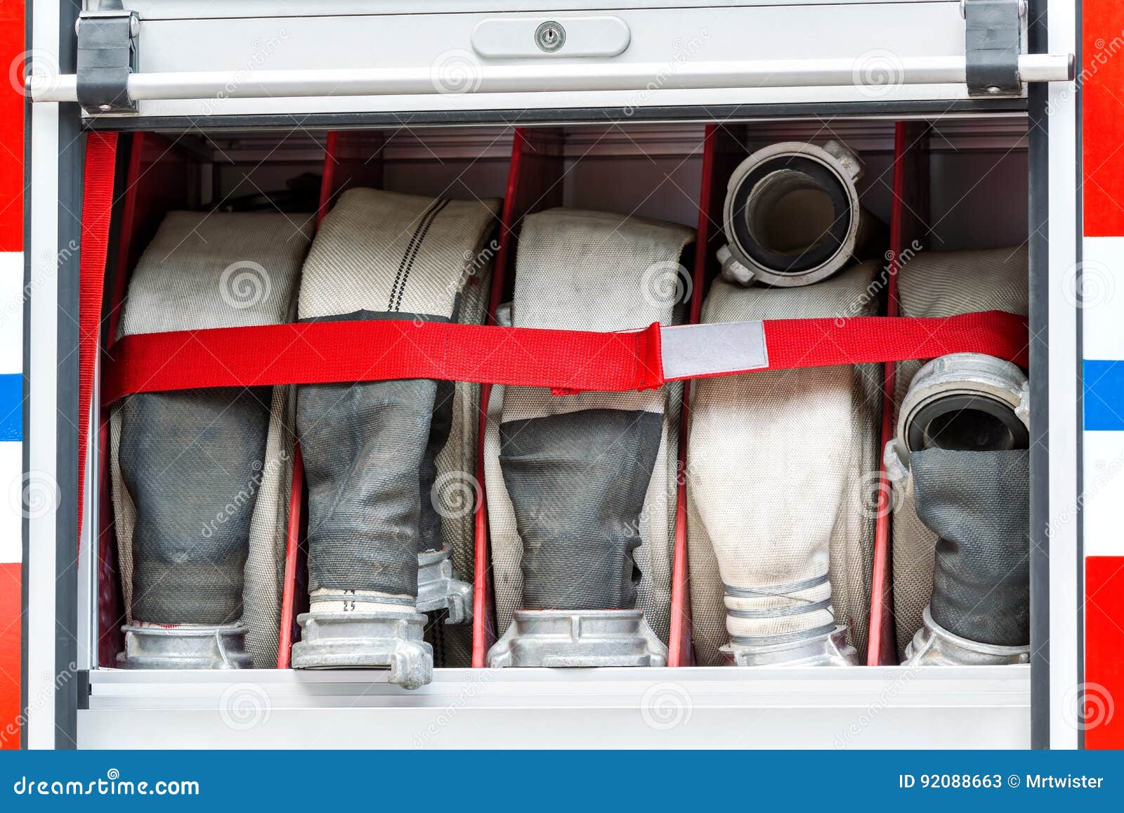 Hoses on Side of Fire Engine Stock Image - Image of detail, fire: 92088663