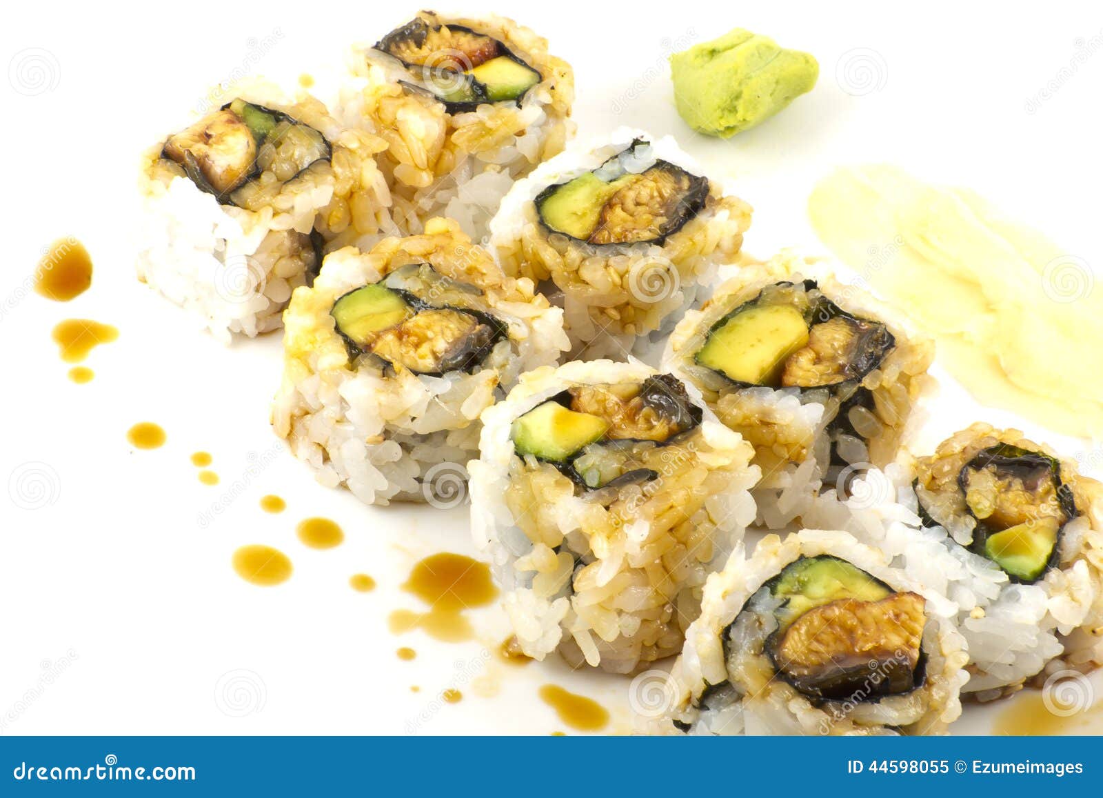 Hosomaki, Unagi Maki, BBQ Eel, Avocado Roll Stock Image - Image of meal ...