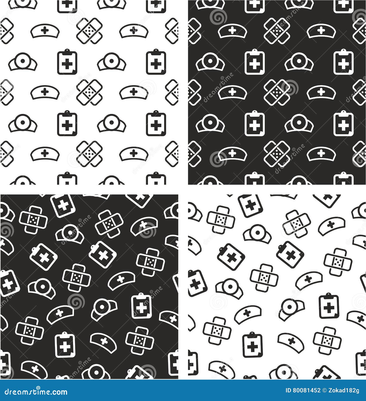 Hospital Aligned & Random Seamless Pattern Set Stock Vector ...