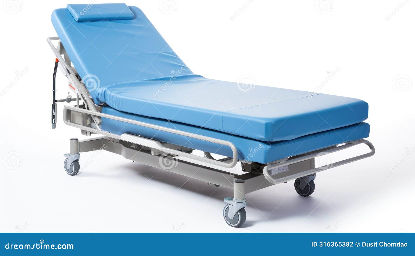 A Hospital Bed with a Blue Sheet and a White Pillow Stock Photo - Image ...