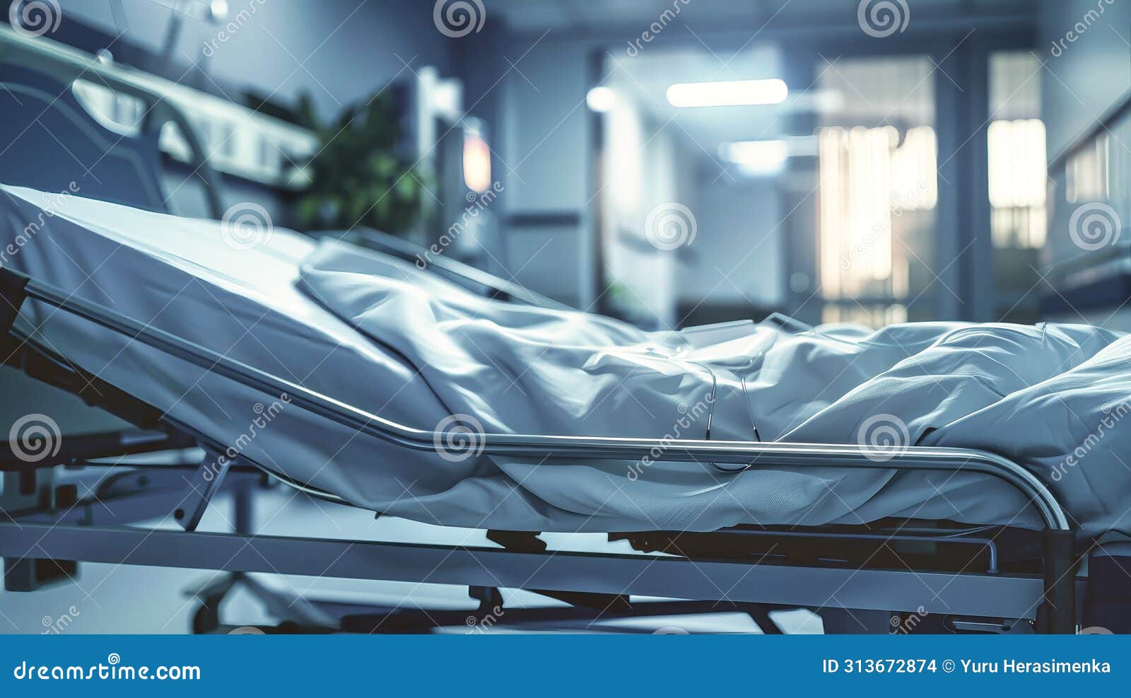 A Hospital Bed Covered in a White Sheet Stock Illustration ...