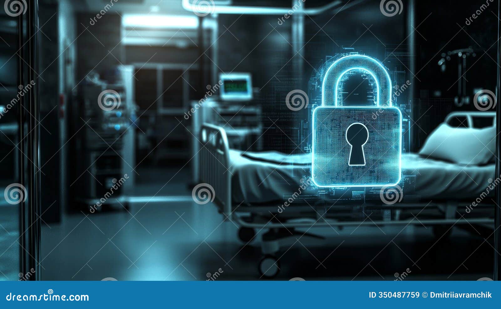 A Hospital Bed with a Digital Lock Symbolizing Patient Privacy and Data ...