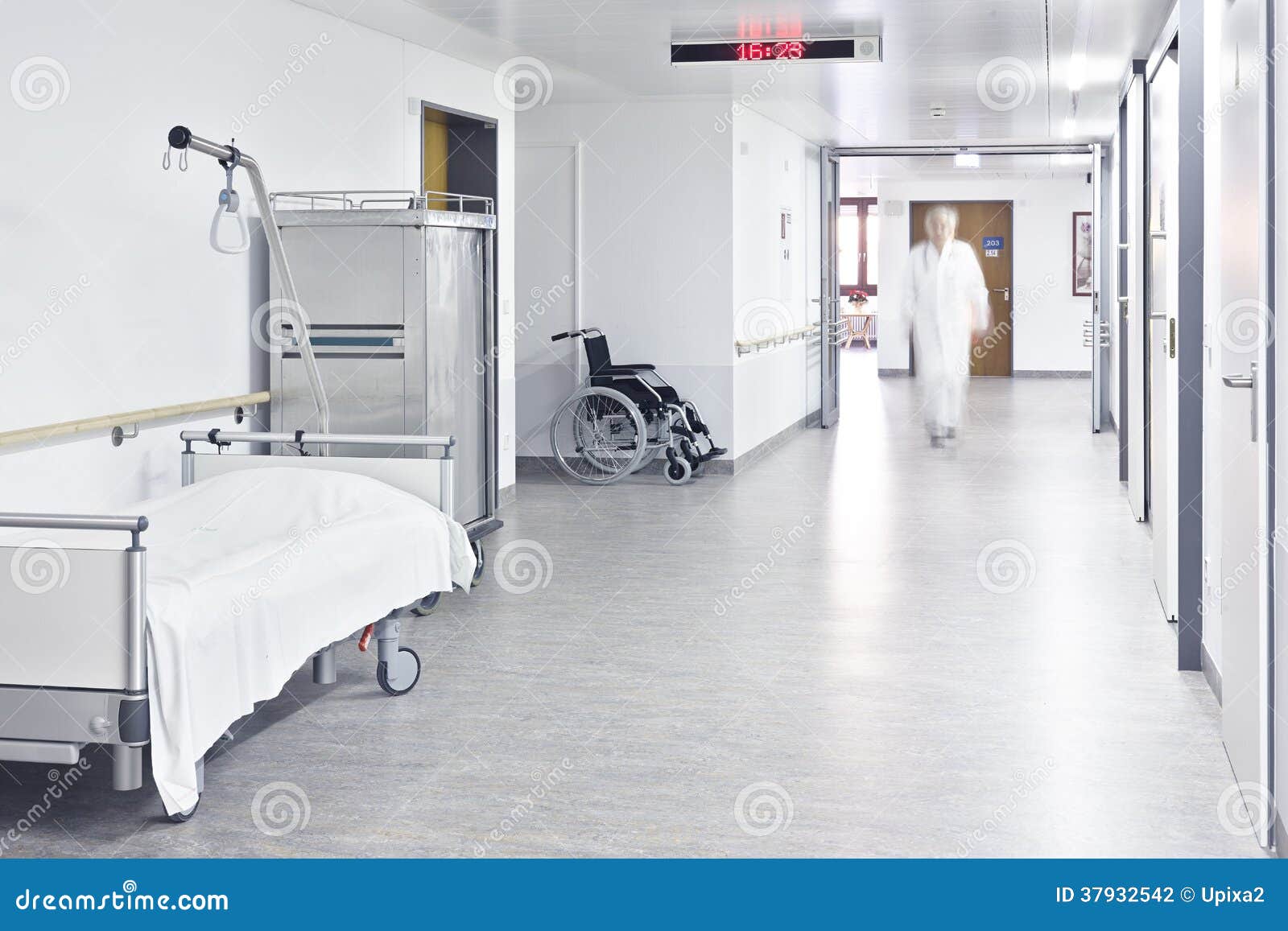 Hospital Bed Doctor Corridor Stock Photo - Image of blurred, corridor ...