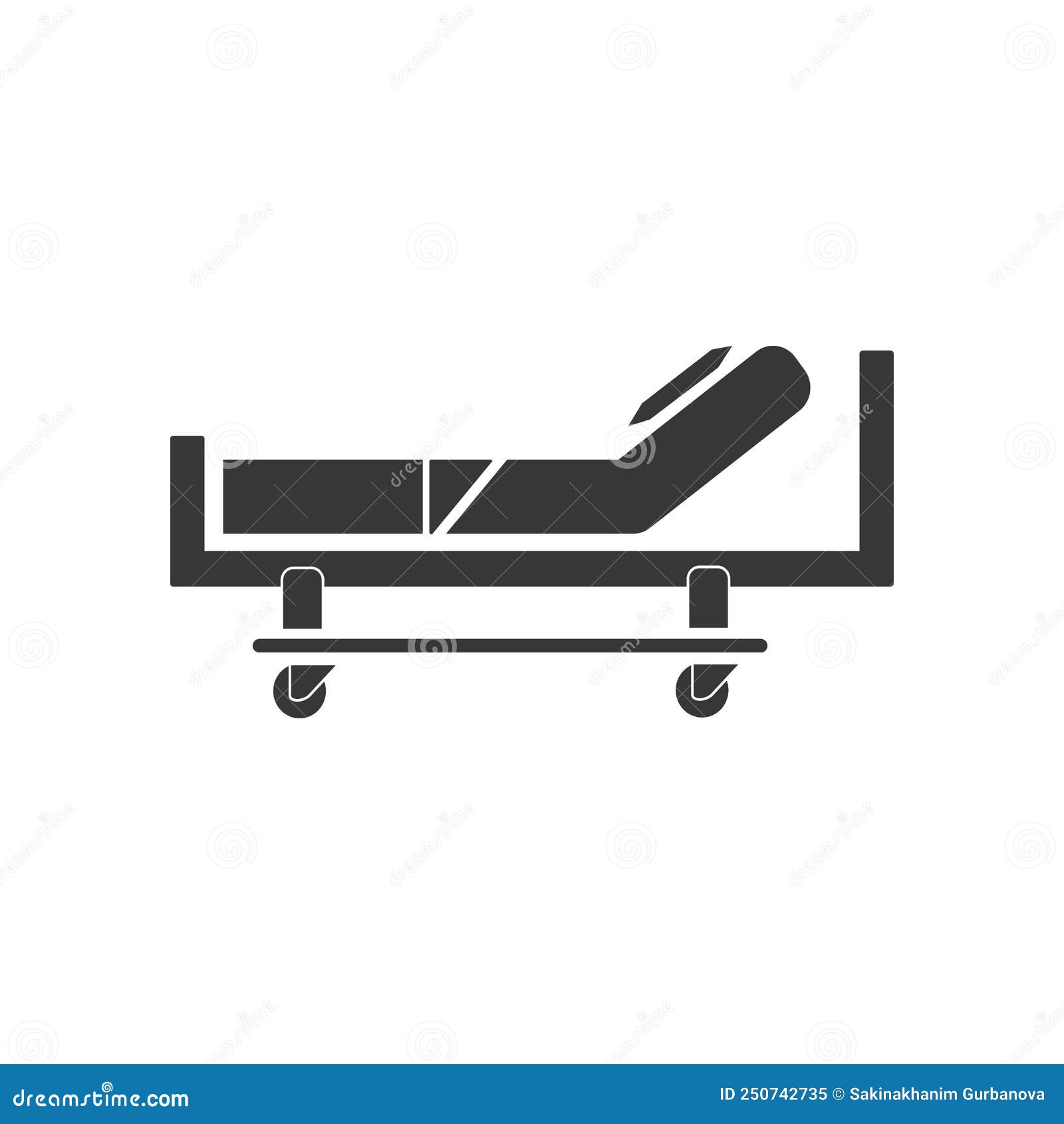 Hospital Bed Icon. Blue Frame Design Stock Illustration - Illustration ...