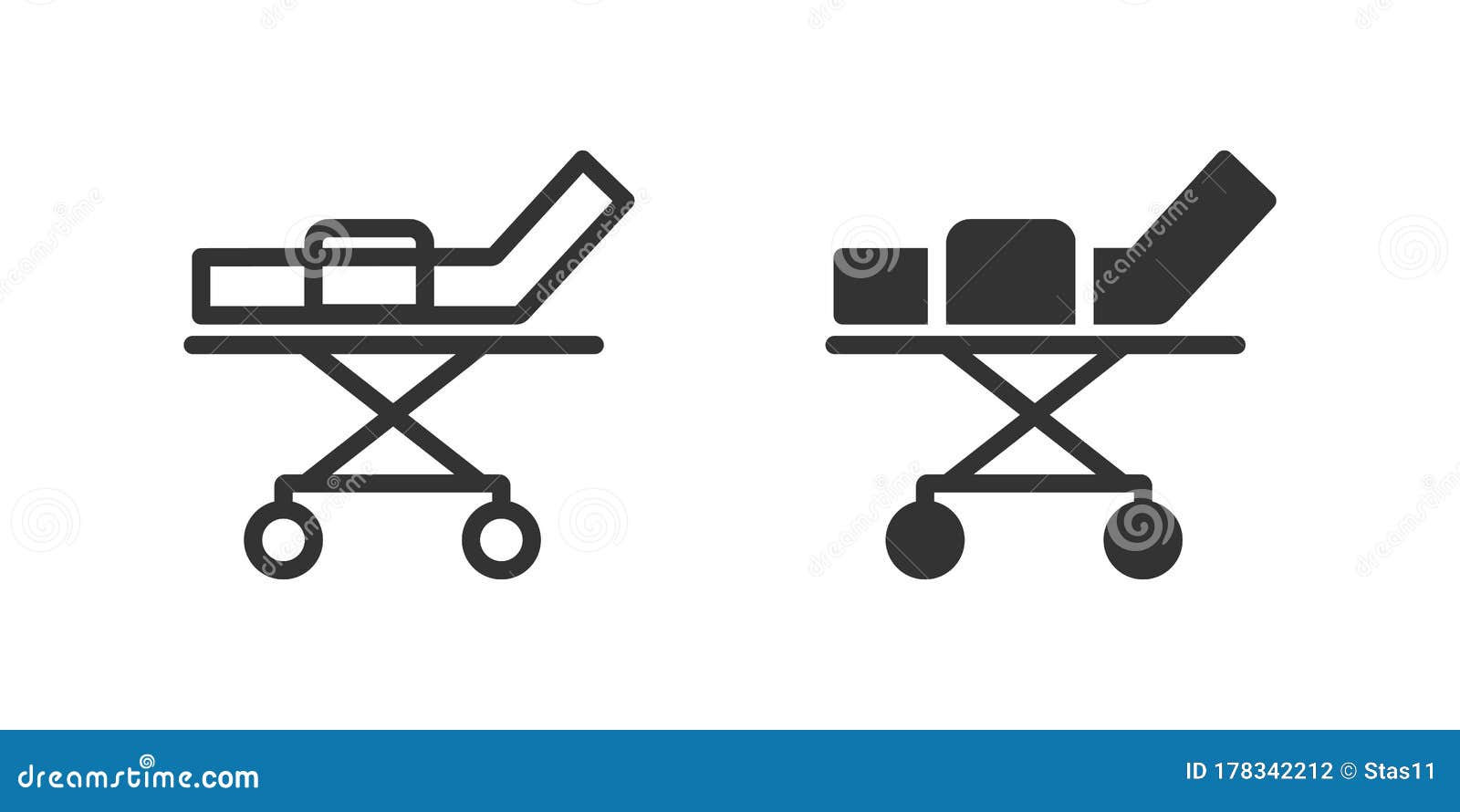 Hospital Bed Icon in Two Versions in Simple Design. Vector Illustration ...