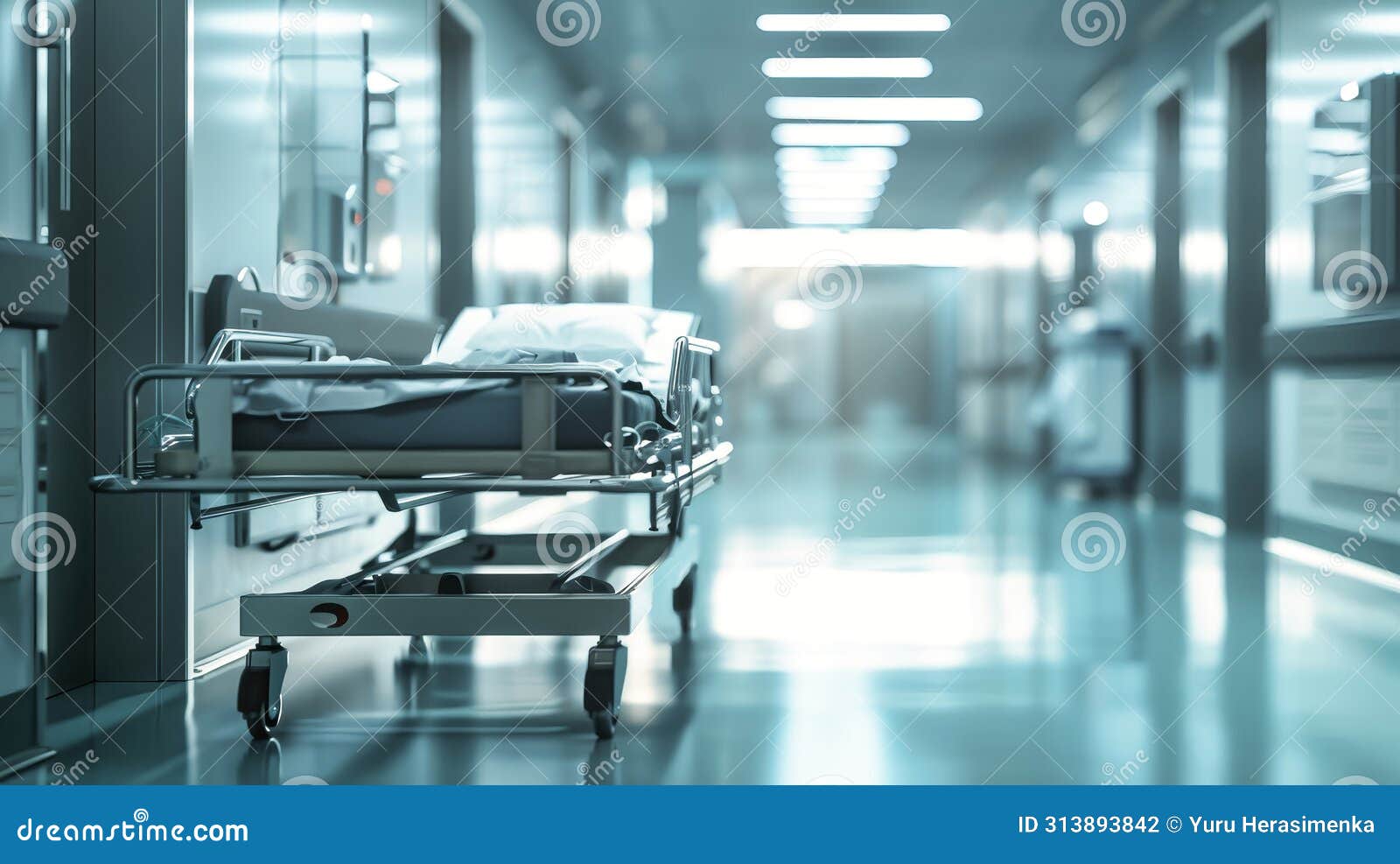 A Hospital Bed is Positioned in the Middle of a Hallway, Creating an ...