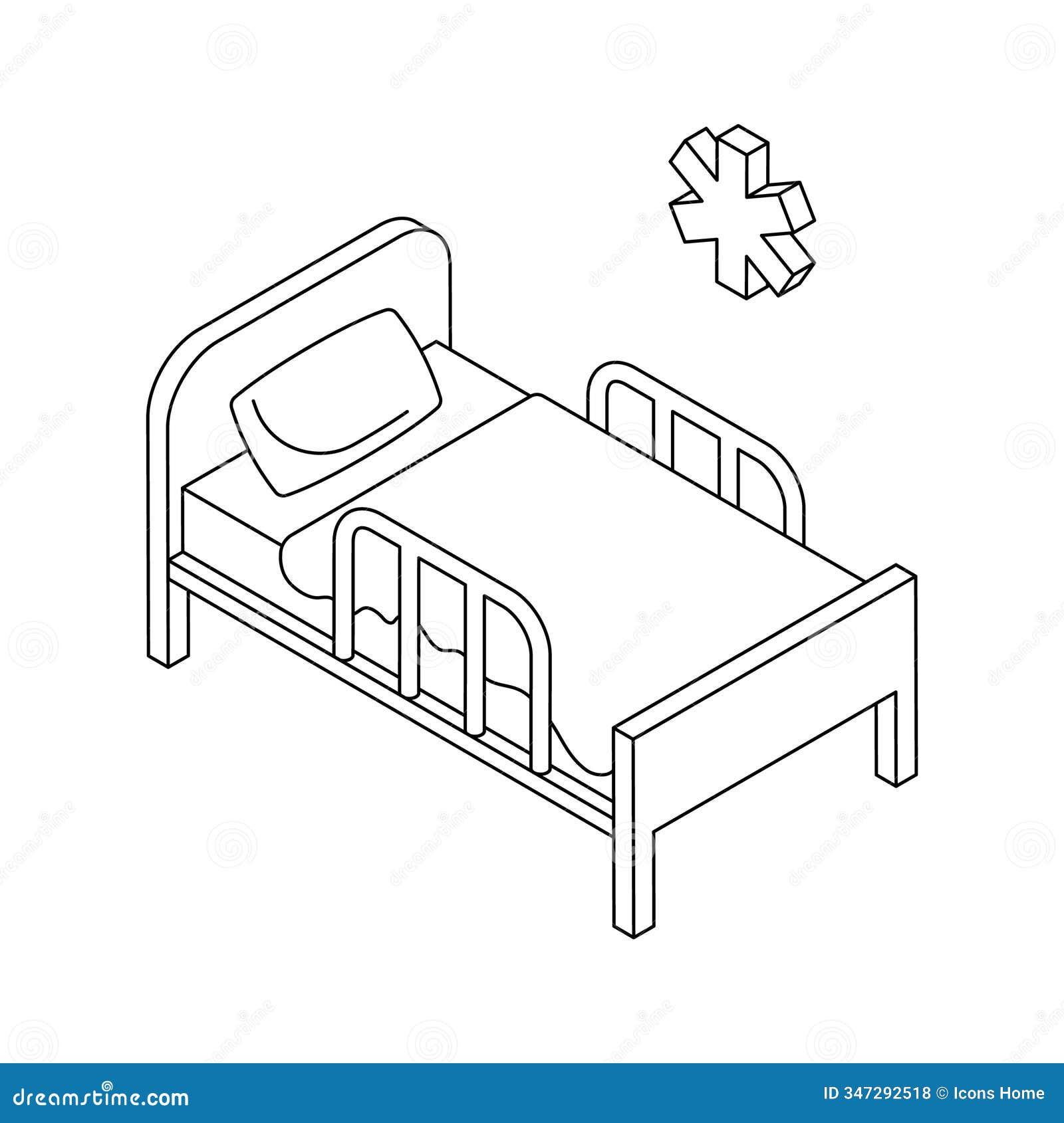 Hospital Bed Representing Patient Care and Rest Areas Stock ...