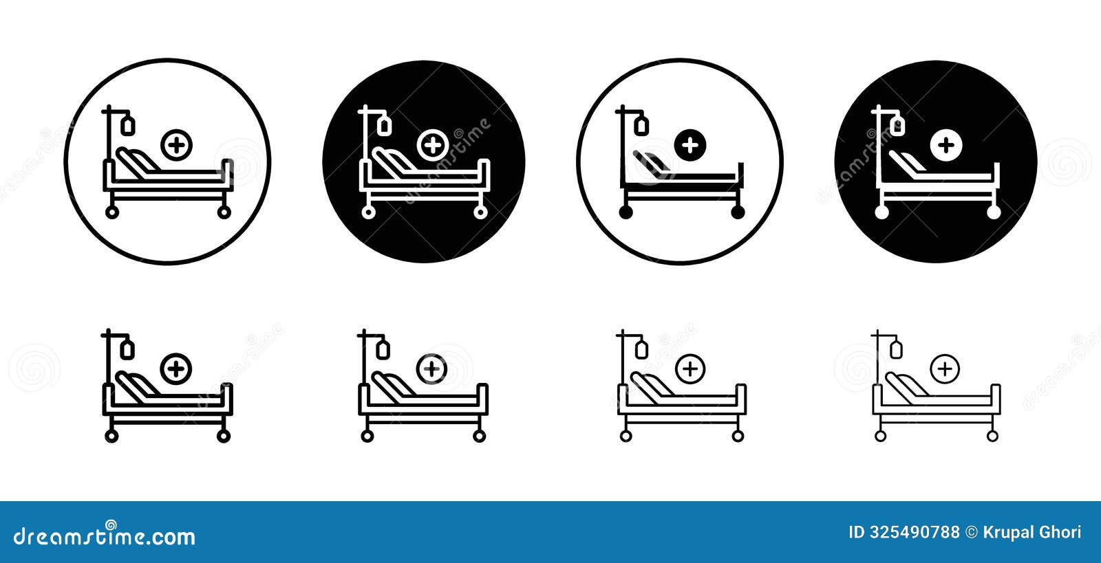 Hospital Bed Vector Icon Set Collection. Hospital Bed Outline Flat Icon ...