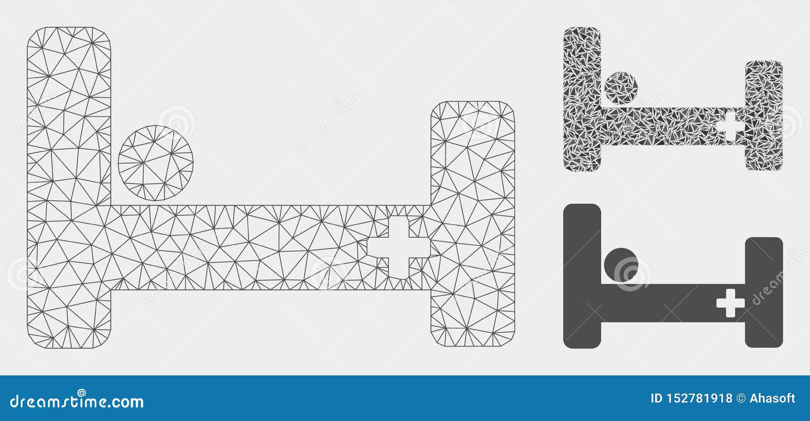 Hospital Bed Vector Mesh 2D Model and Triangle Mosaic Icon Stock Vector ...