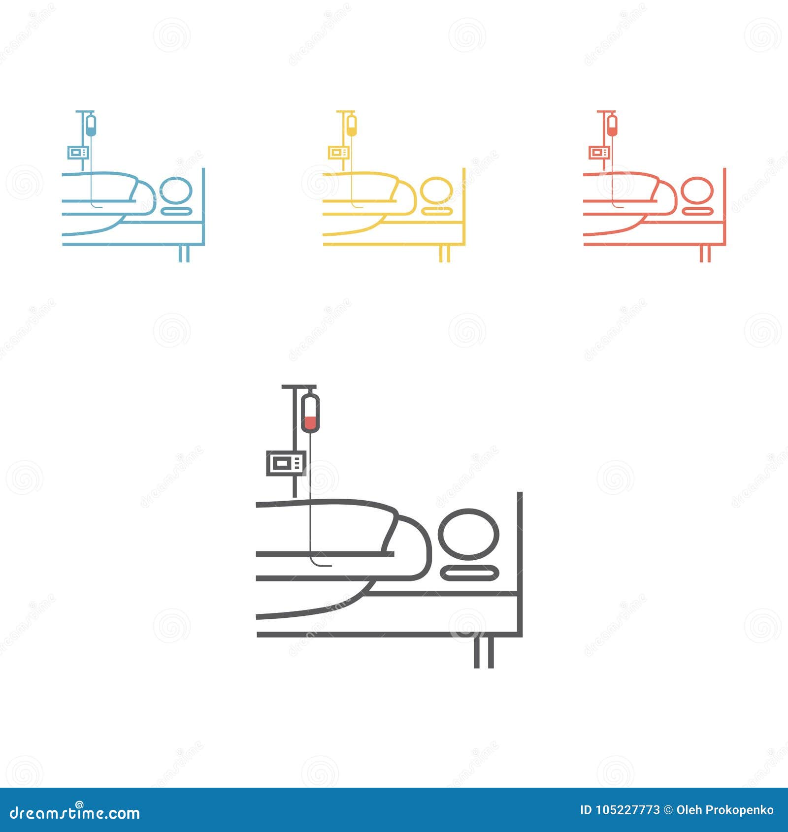 Hospital Bed or Hospital Ward Symbol. Man in a Coma. Vector ...