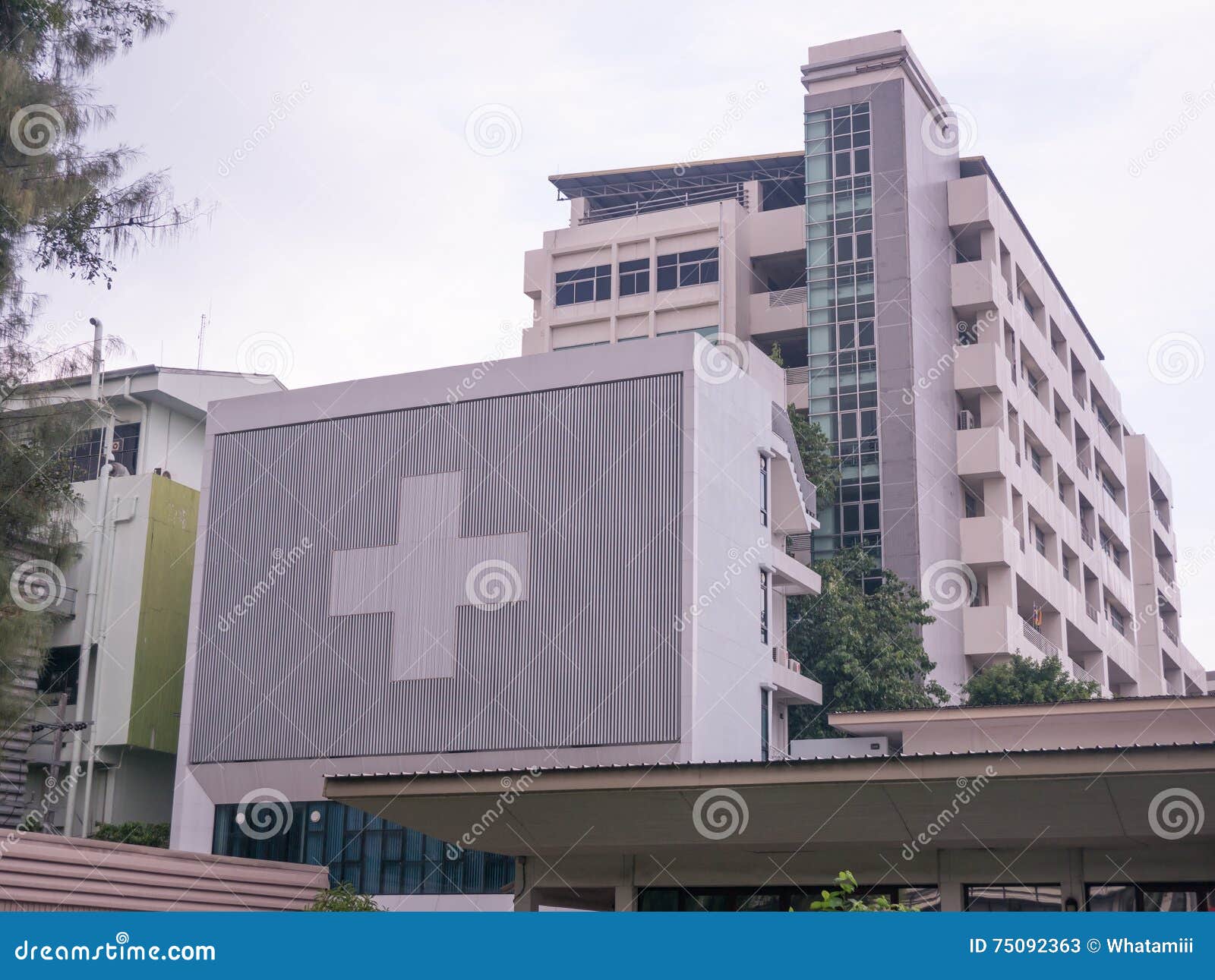 Hospital Building with Big Symbolic Stock Image - Image of size, medium ...
