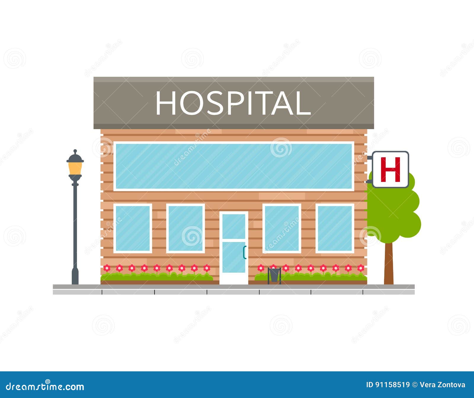 Hospital Building Icon, Facade or Front. Stock Vector - Illustration of ...