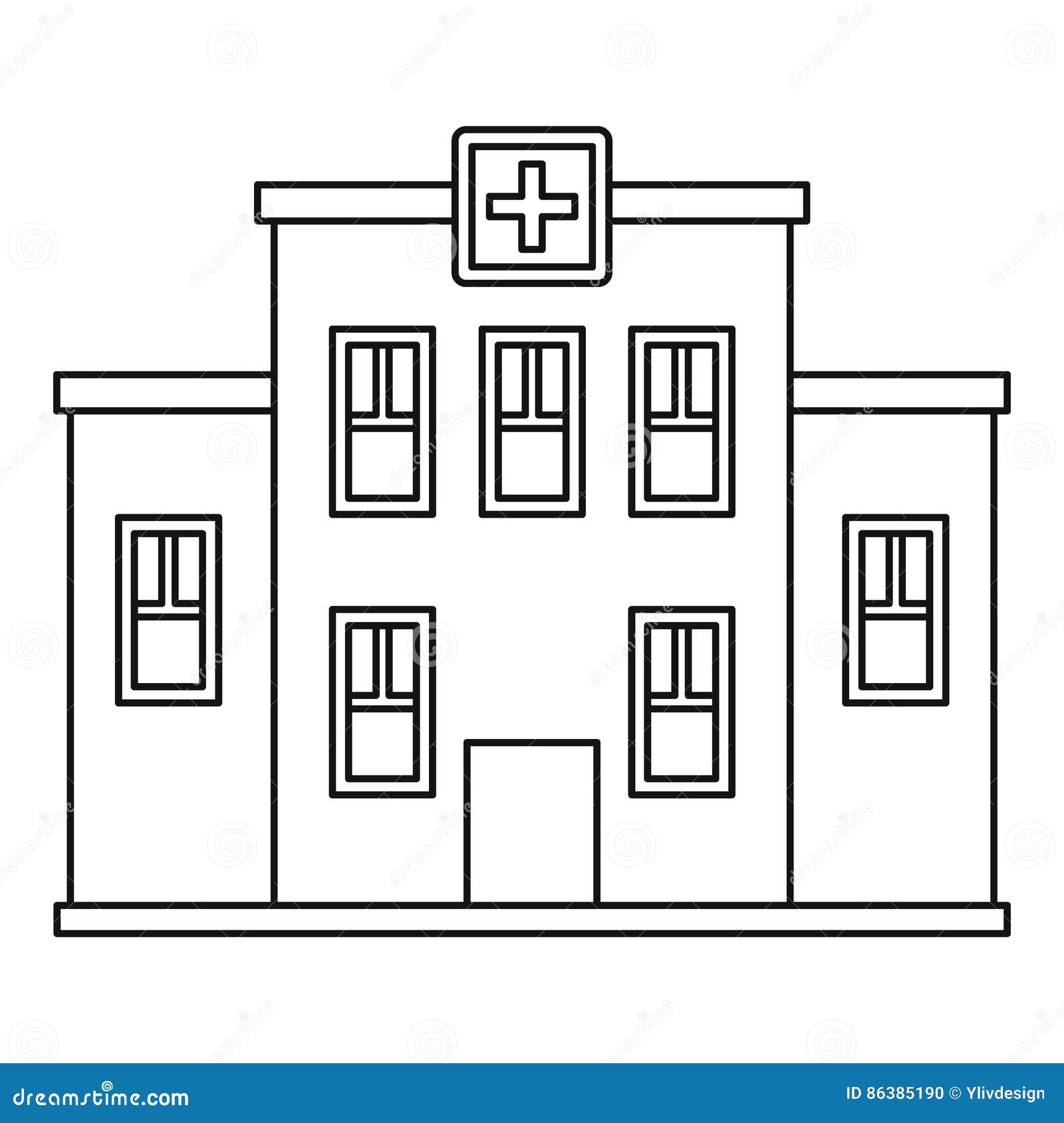 Hospital Building Icon, Outline Style Stock Vector - Illustration of ...