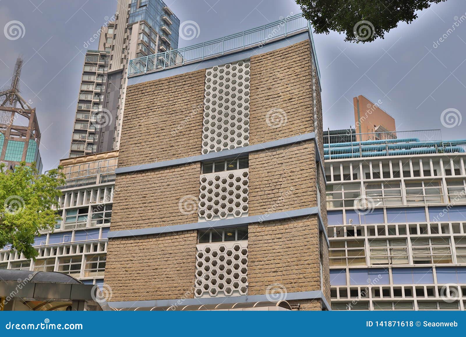 Hospital Building with Many Windows. Architectural Hk Stock Photo ...