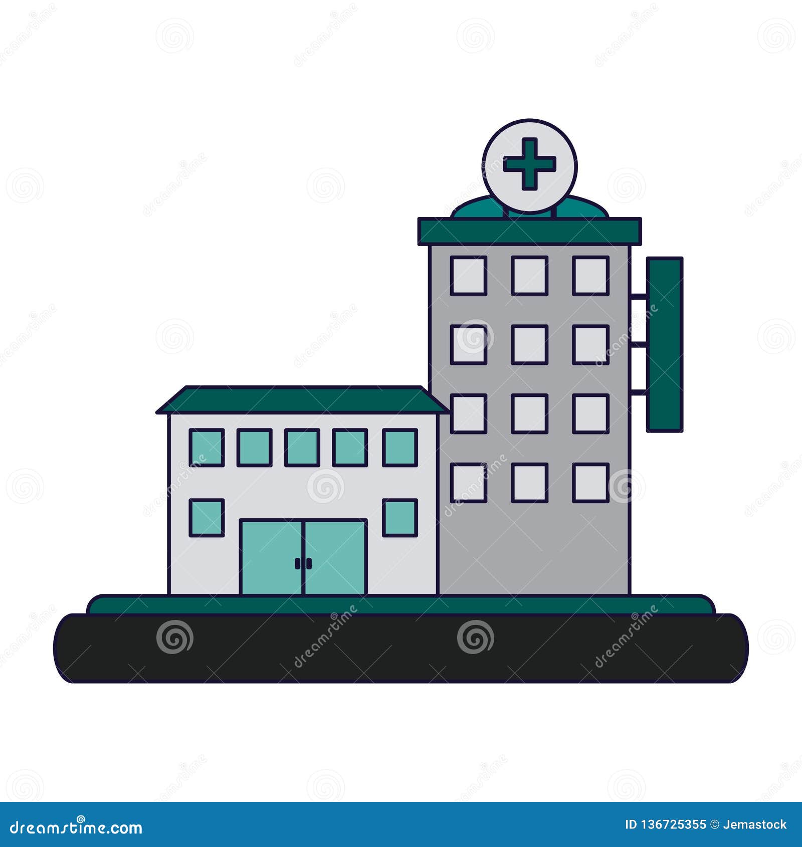 Hospital building scenery stock vector. Illustration of office - 136725355