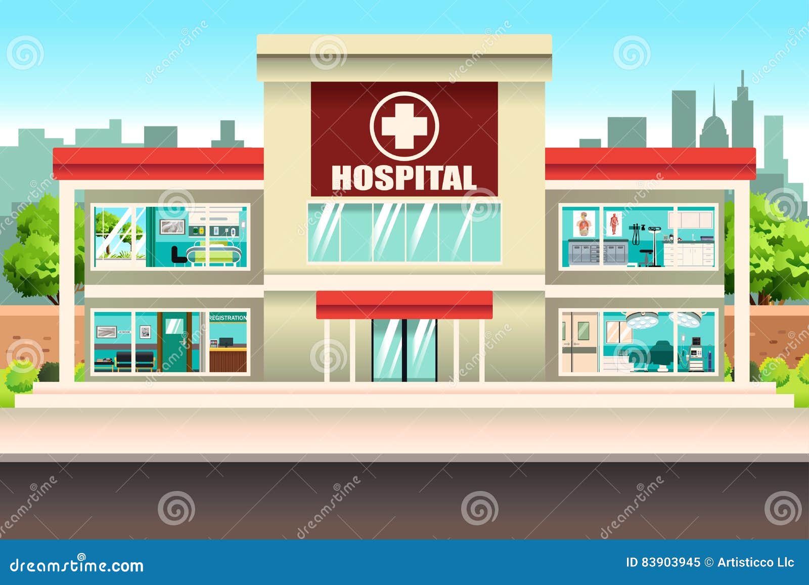 Hospital Building stock vector. Illustration of health - 83903945 Hospital Building stock vector. Illustration of health - 83903945