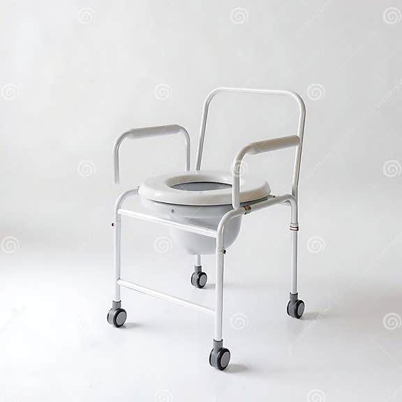 A Hospital Commode Chair with an Adjustable Frame, Displayed on a Clean ...