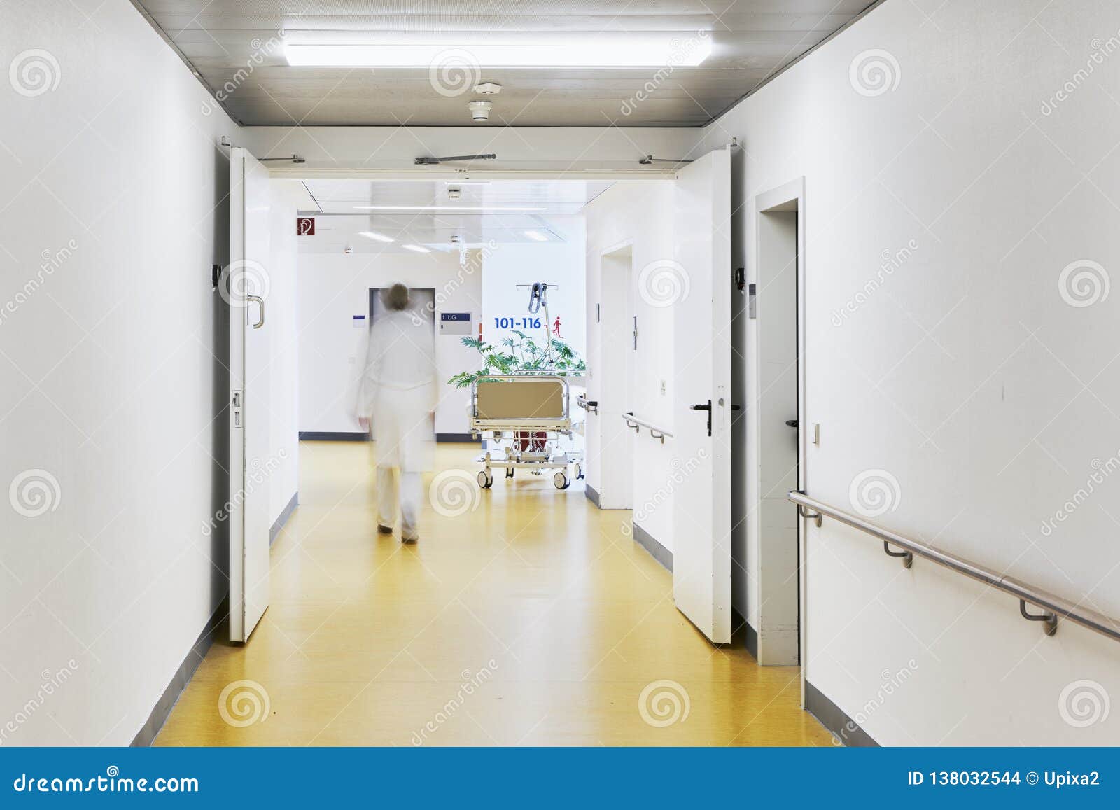 Hospital with Corridor and Bed with Persons Stock Photo - Image of ...