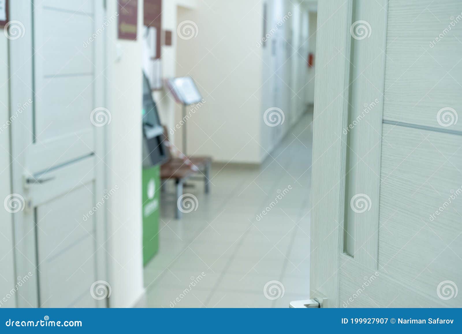 Hospital Corridor with Open Door Stock Image - Image of long, clinical ...