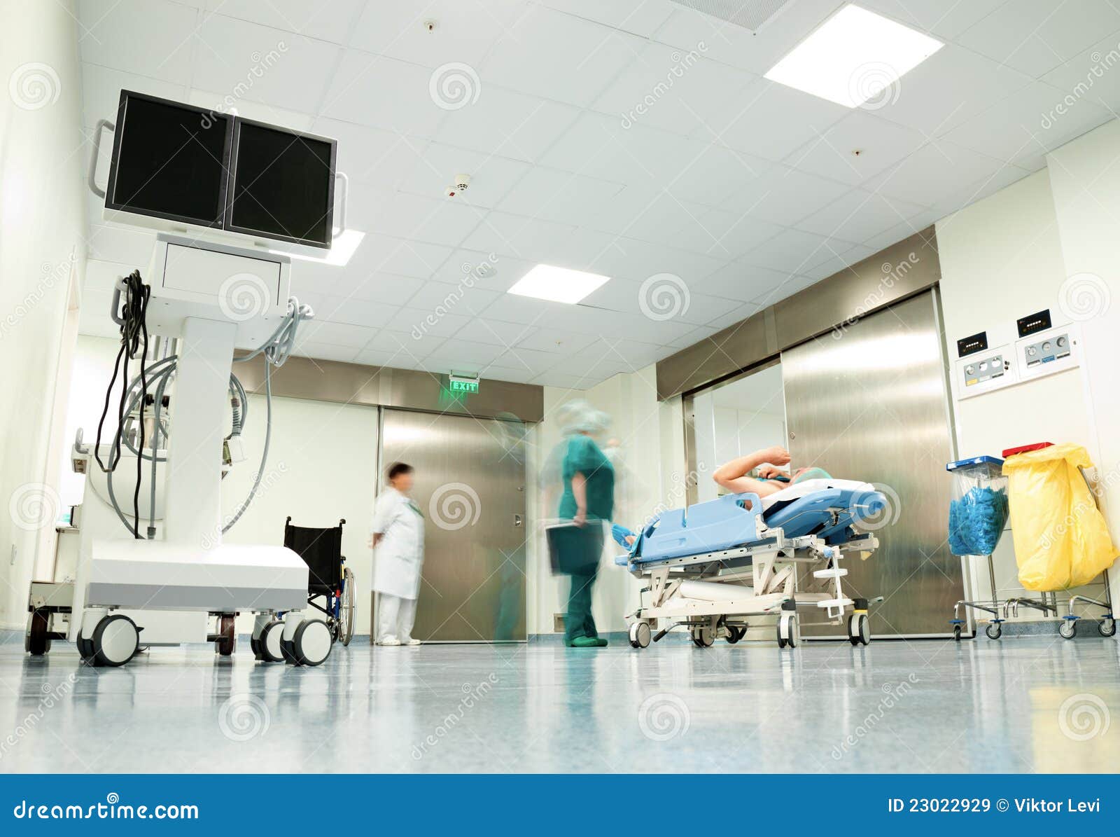Hospital Corridor Patient Trolley Stock Image - Image of trolley ...