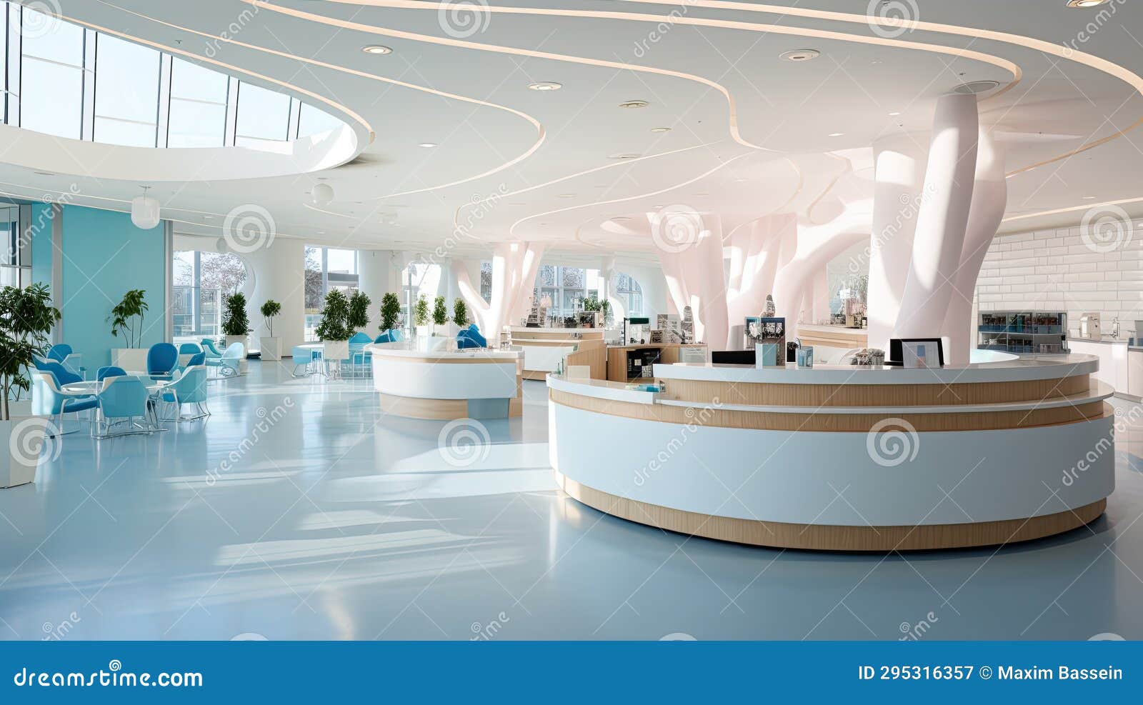 Hospital Corridor, Polyclinic Reception Stock Illustration ...