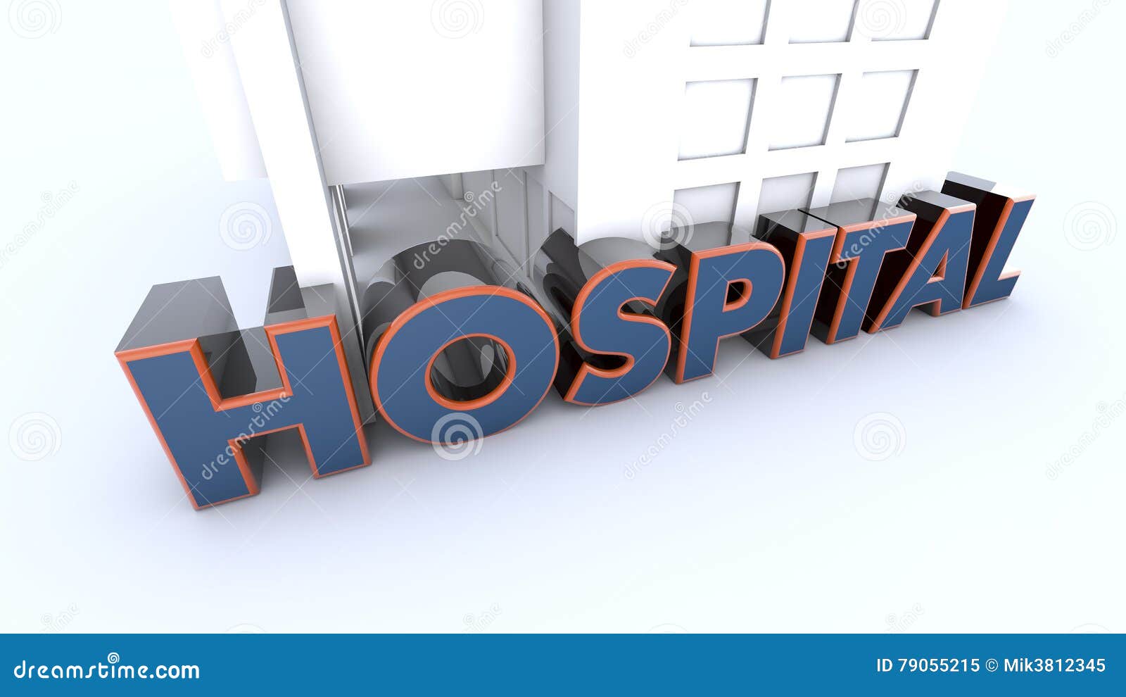 Hospital 3d text stock illustration. Illustration of fiction - 79055215