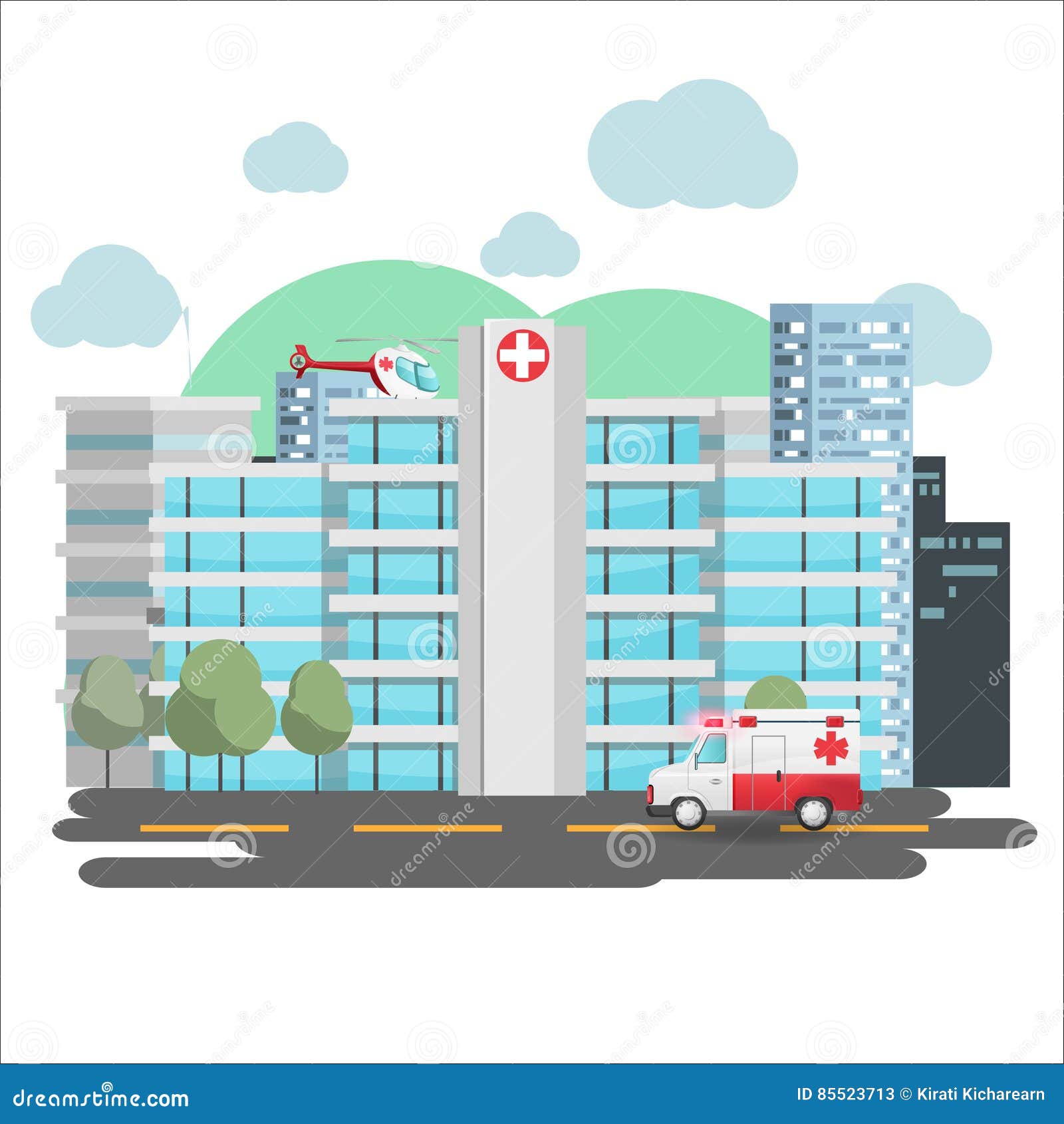 Hospital Emergency Building City Background Vector Stock Vector ...