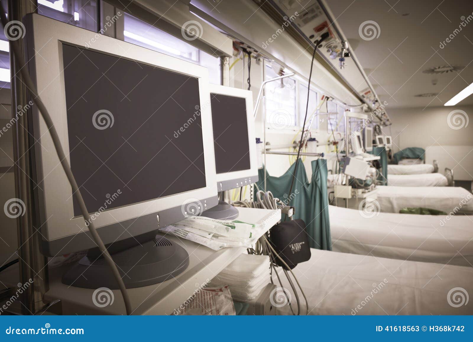 Hospital Emergency Room with Equipment and Beds Stock Image - Image of ...