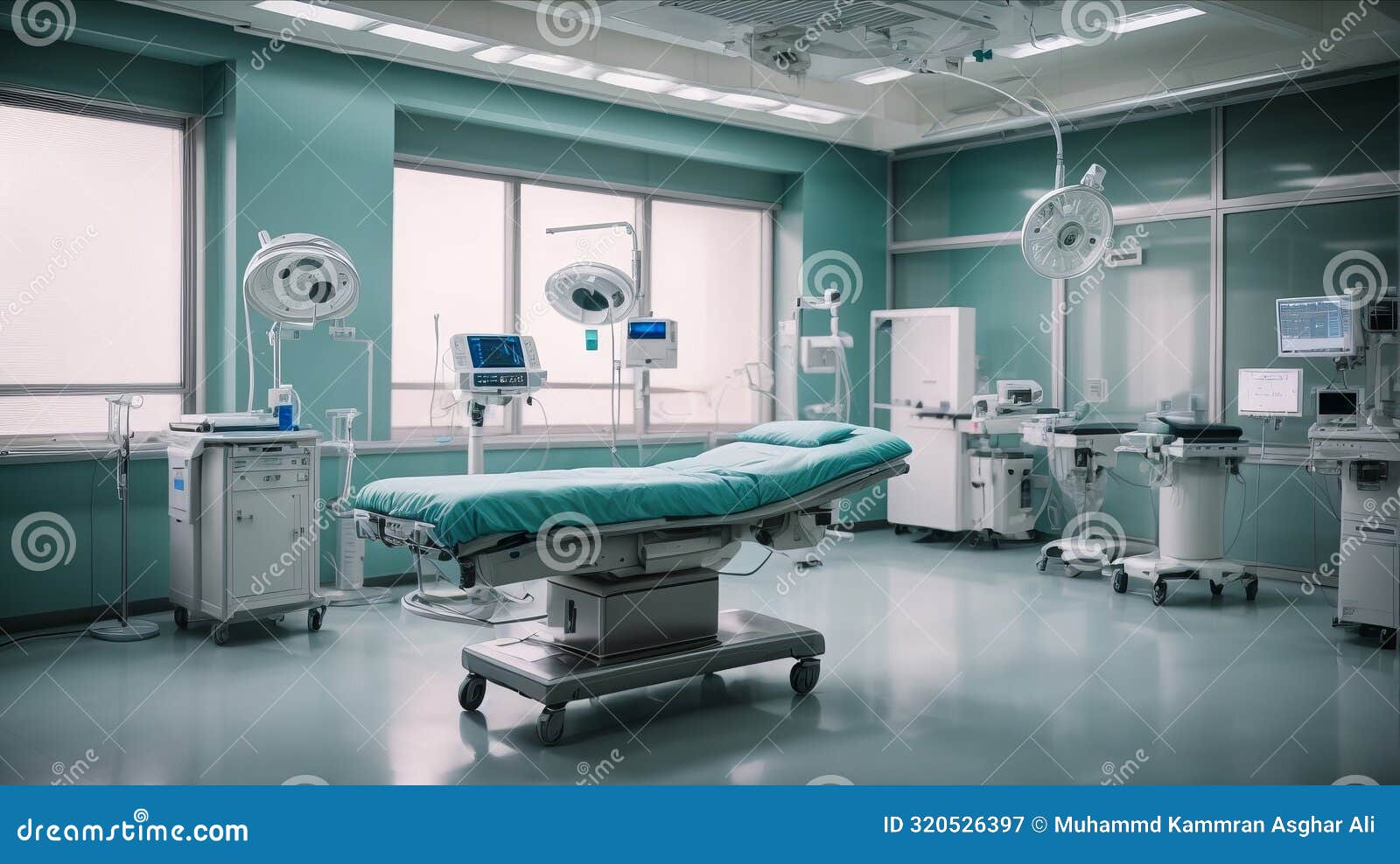 Hospital Empty Operation Room with Surgery Bed and Surgery Generative ...