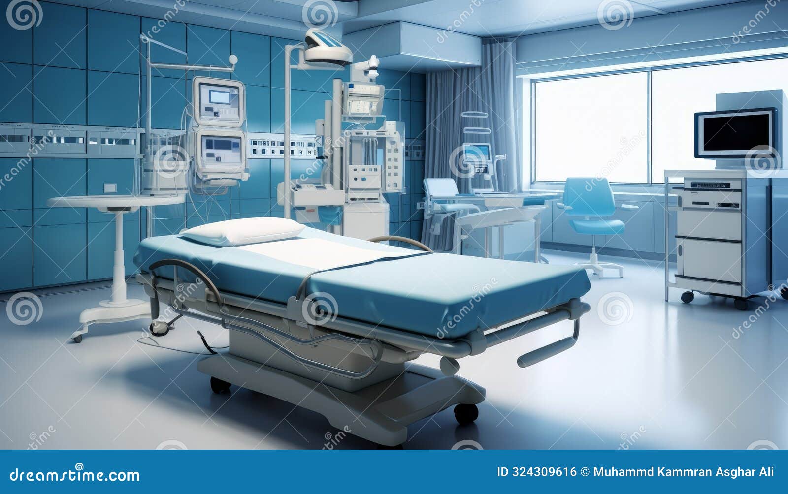 Hospital Empty Operation Room with Surgery Bed and Surgery Generative ...
