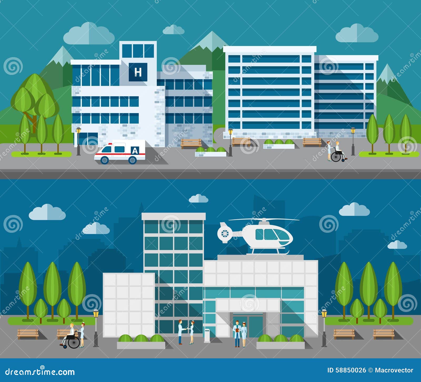 Hospital Flat Banner Set stock vector. Illustration of bookmark - 58850026